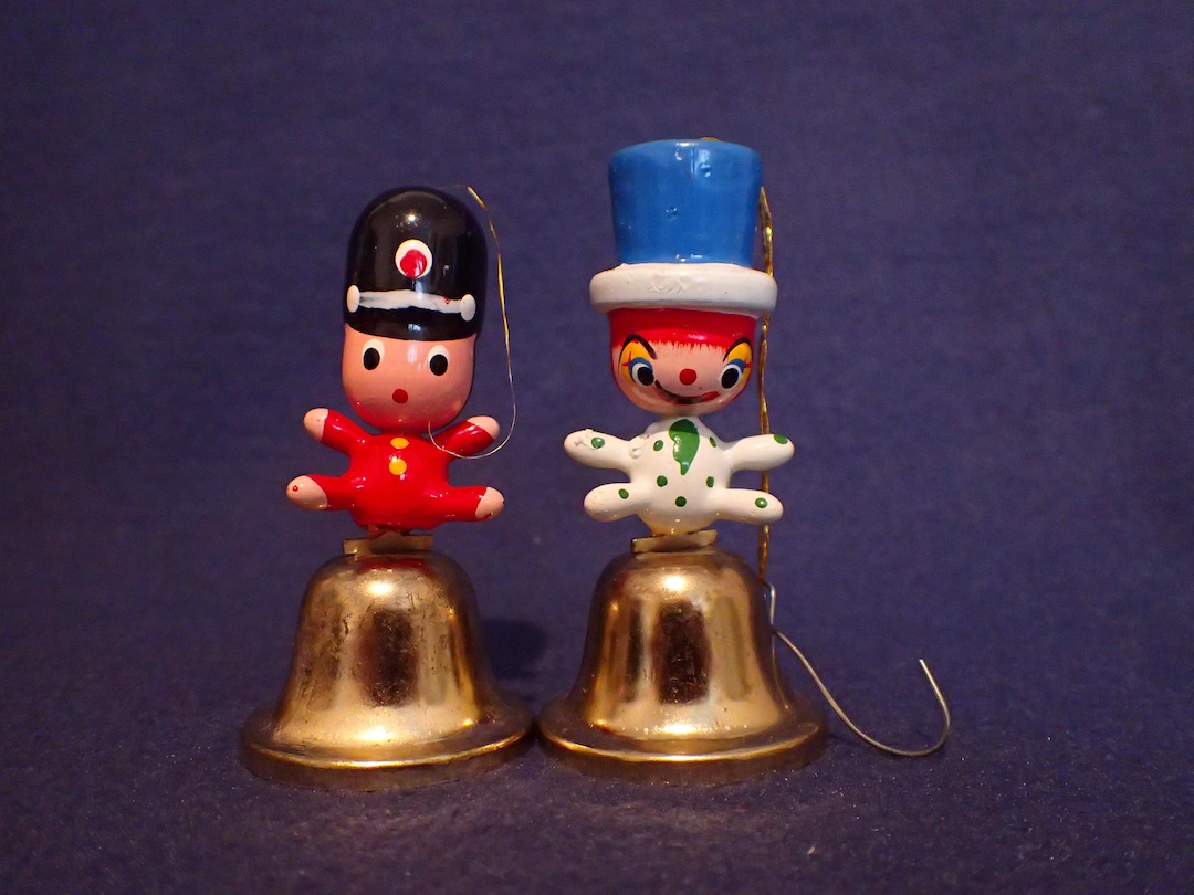 Wooden Christmas Hand Painted Ornaments - Soldier and Clown Bells - Etsy