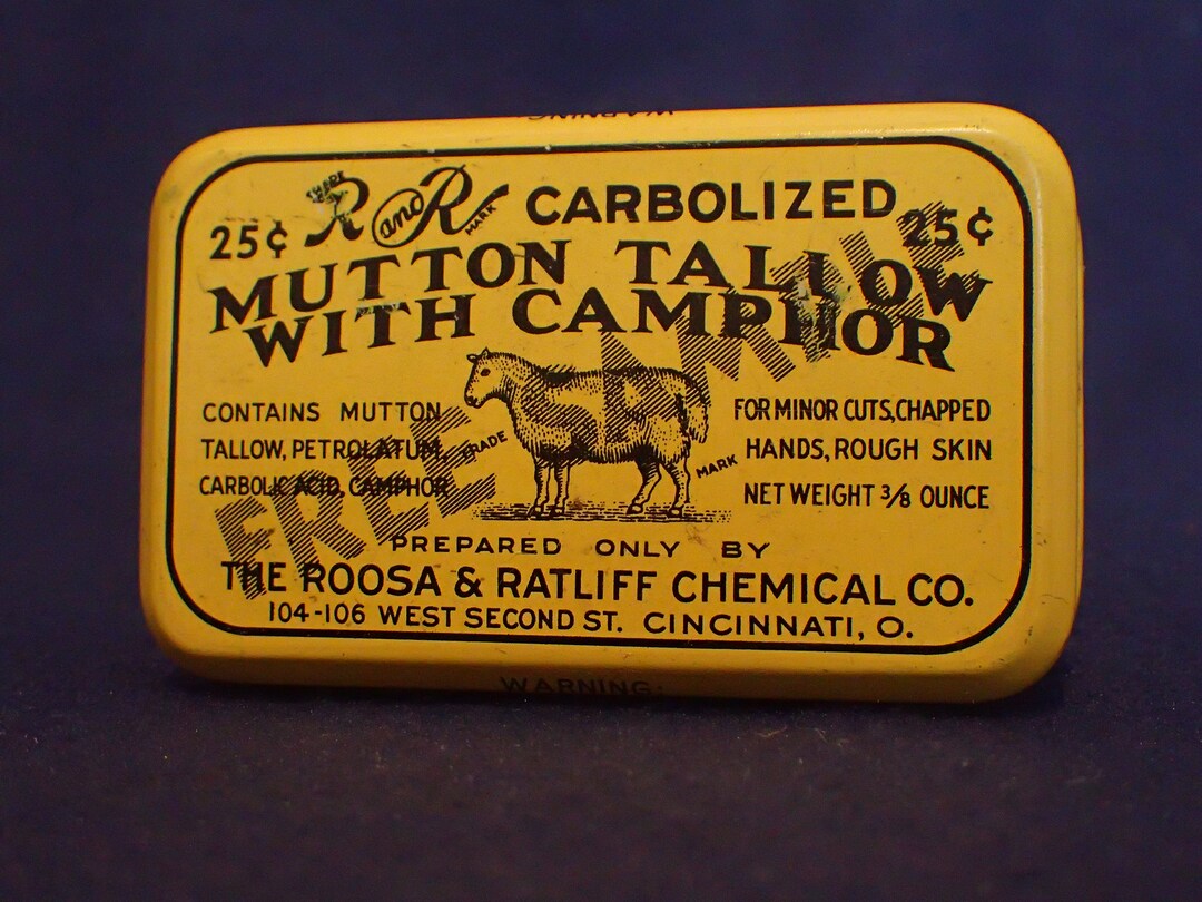 R and R Sample Carbolized Mutton Tallow Tin - With Camphor -roosa and ...