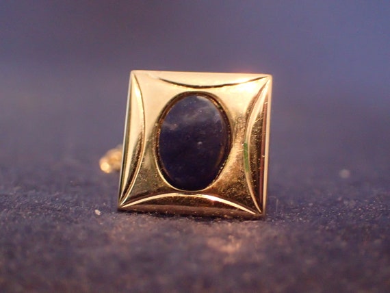 Gold Square Tie Tack with Blue and White Stone - Sola… - Gem
