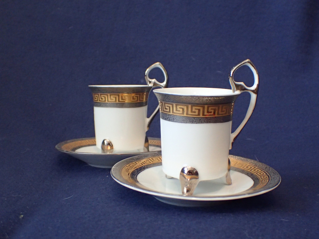 Demitasse Teacups and Saucers - Pair - Vintage Yau Shing (YS) Porcelain ...