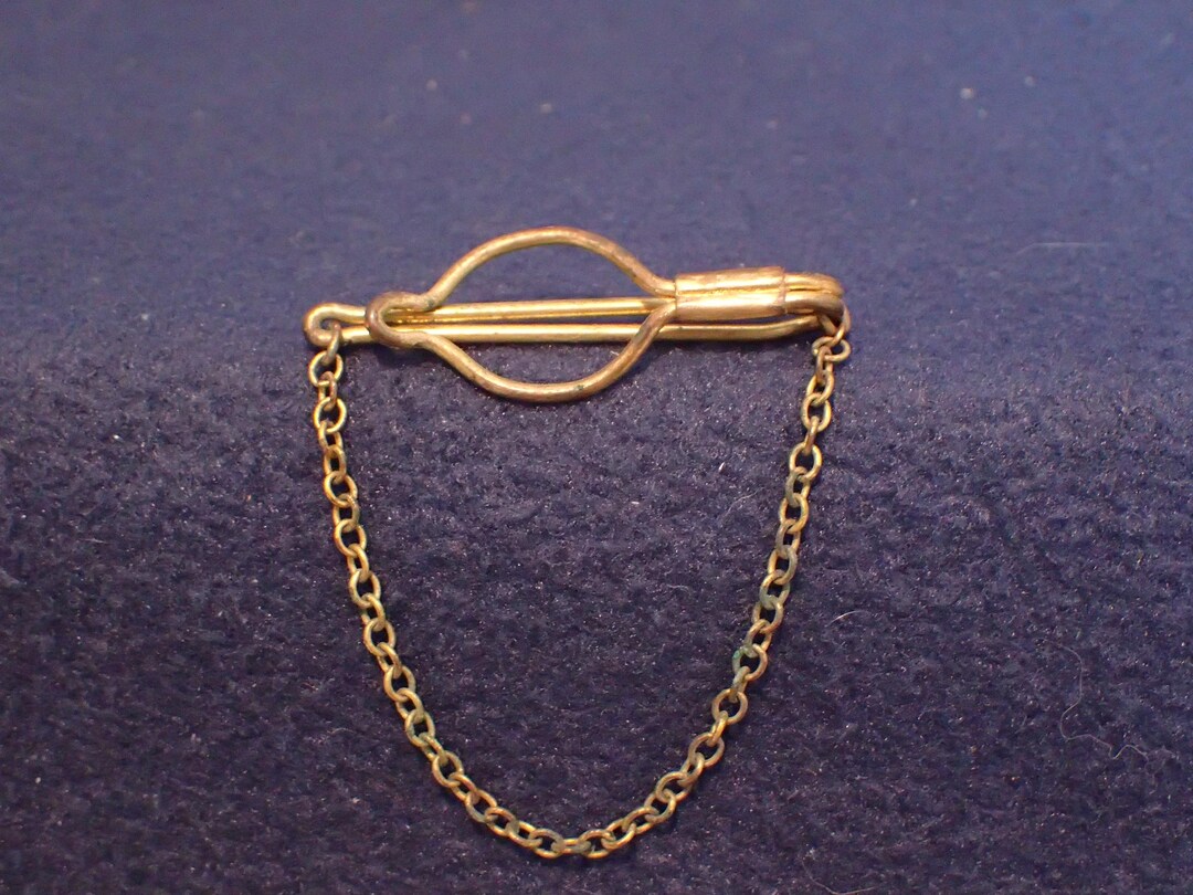 Gold Tie Bar With Chain - Etsy