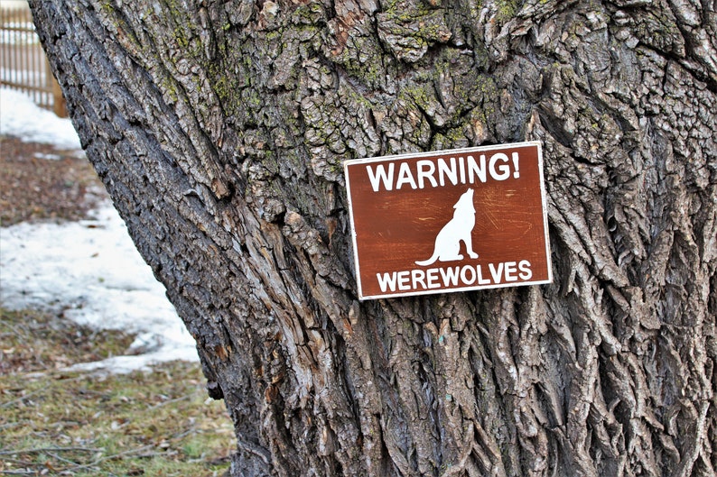 Warning Werewolves Hand Painted Distressed Wooden Sign - Etsy