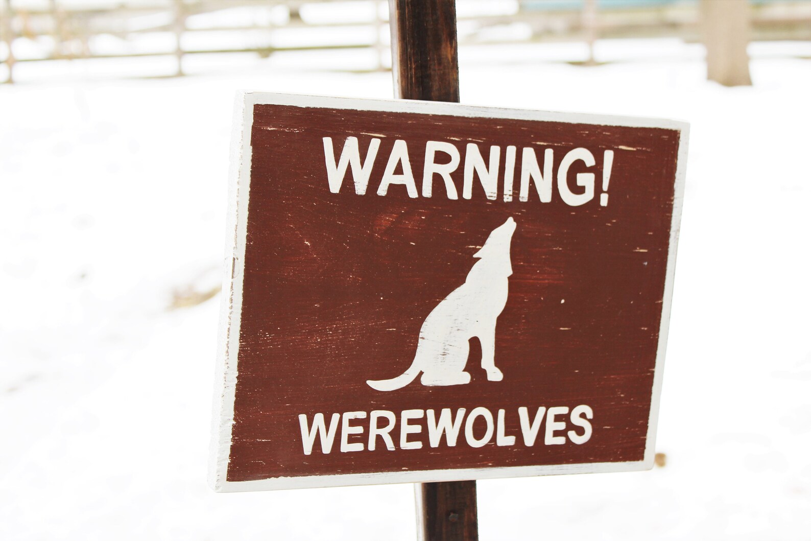 Warning Werewolves Hand Painted Distressed Wooden Sign Made | Etsy