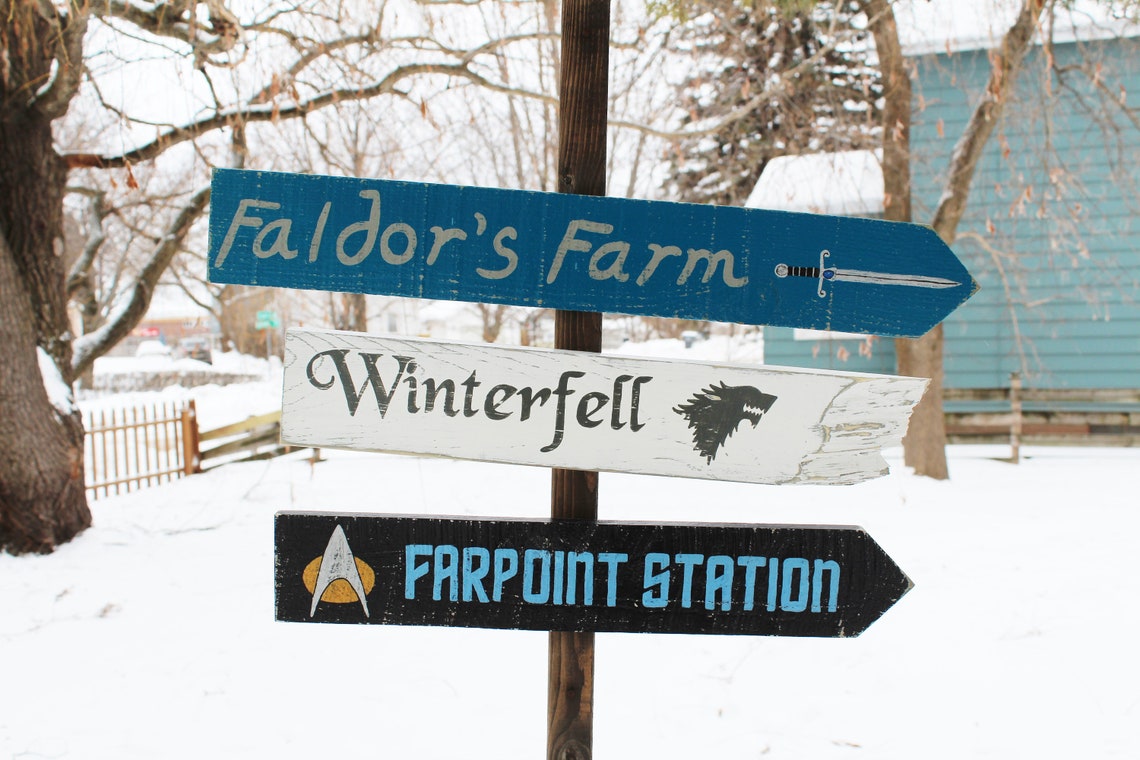 Hand Painted Distressed Wooden Directional Signs Fantasy - Etsy