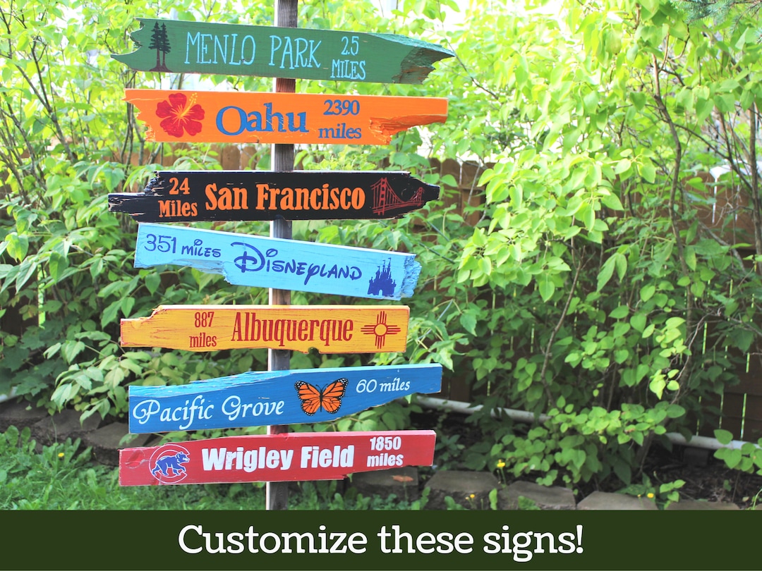Personalized Hand Painted Distressed Wooden Directional Location Signs ...