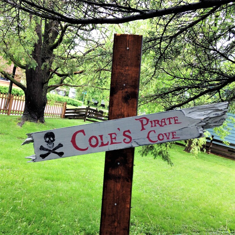 Custom Pirate Cove Distressed Wooden Directional Sign | Etsy