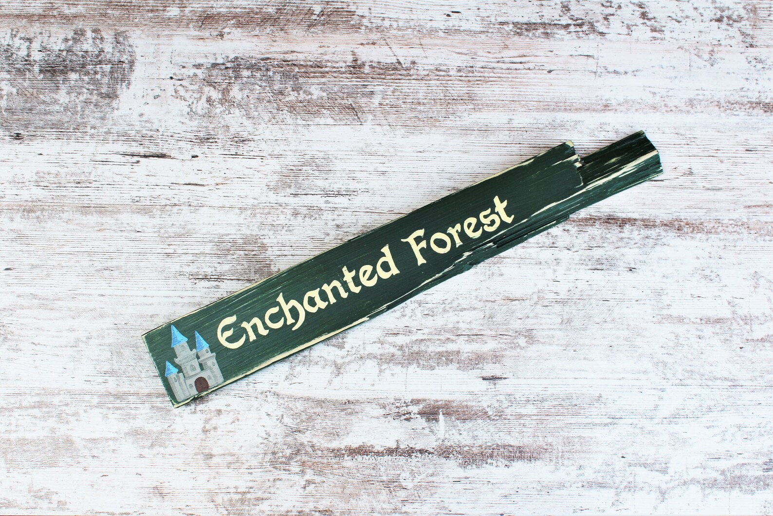 Enchanted Forest Wooden Directional Sign / Hand Painted Distressed Wood ...