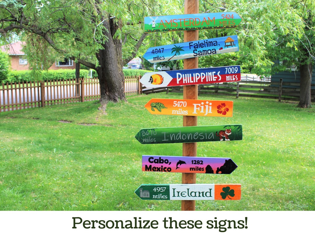 Custom Hand Painted Distressed Wooden Directional Sign - Create Your ...