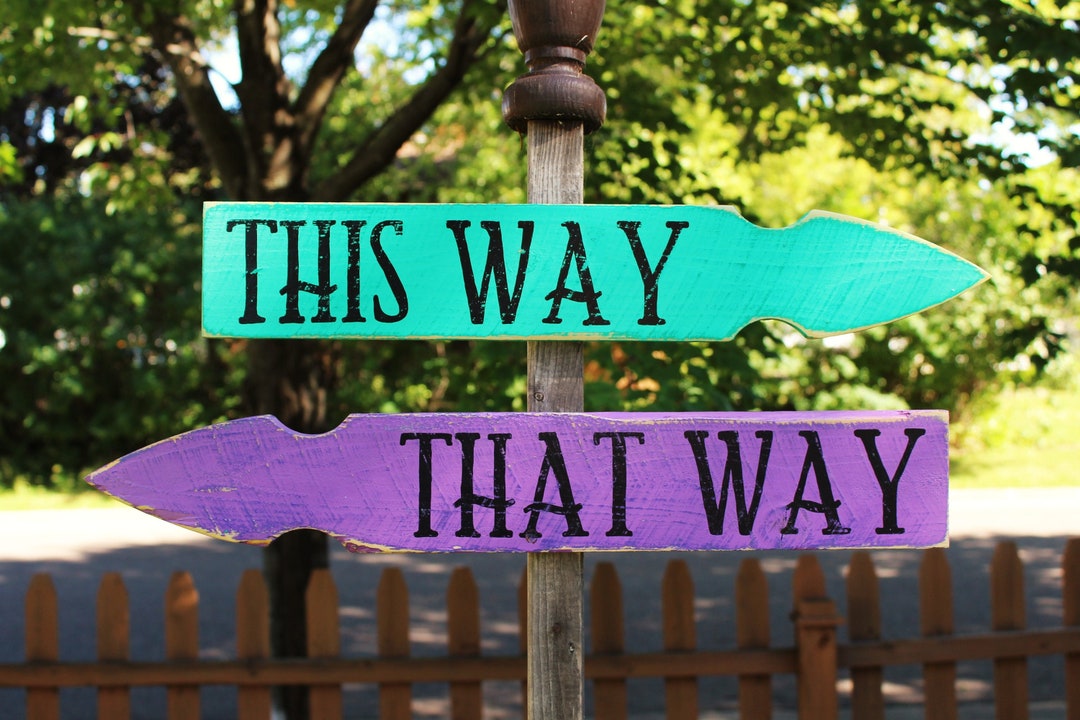 This Way That Way Directional Signs, Hand Painted Distressed Wooden ...
