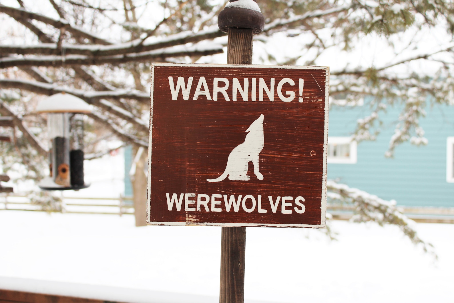 Warning Werewolves Hand Painted Distressed Wooden Sign Made | Etsy