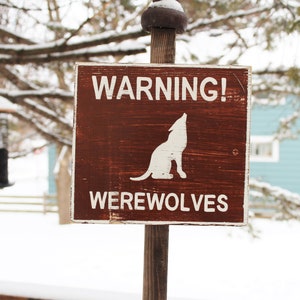Warning Werewolves Hand Painted Distressed Wooden Sign Made | Etsy