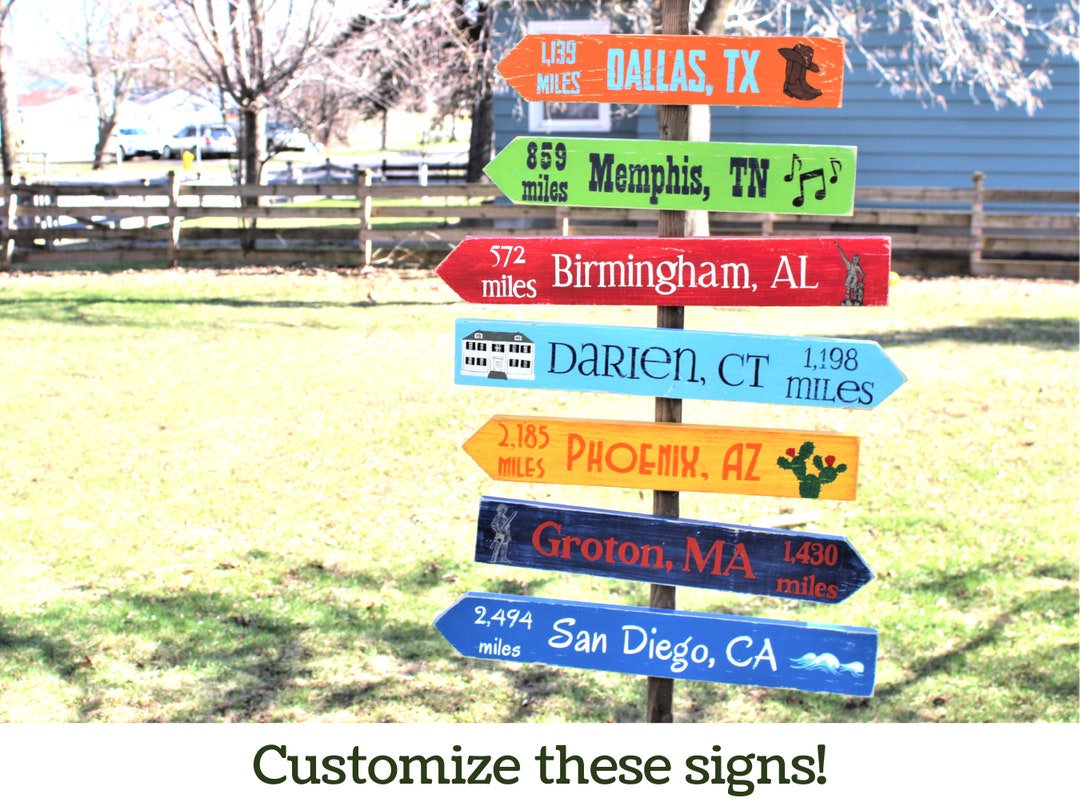 Hand Painted Distressed Custom Wooden Directional Signs / Arrow Signs ...