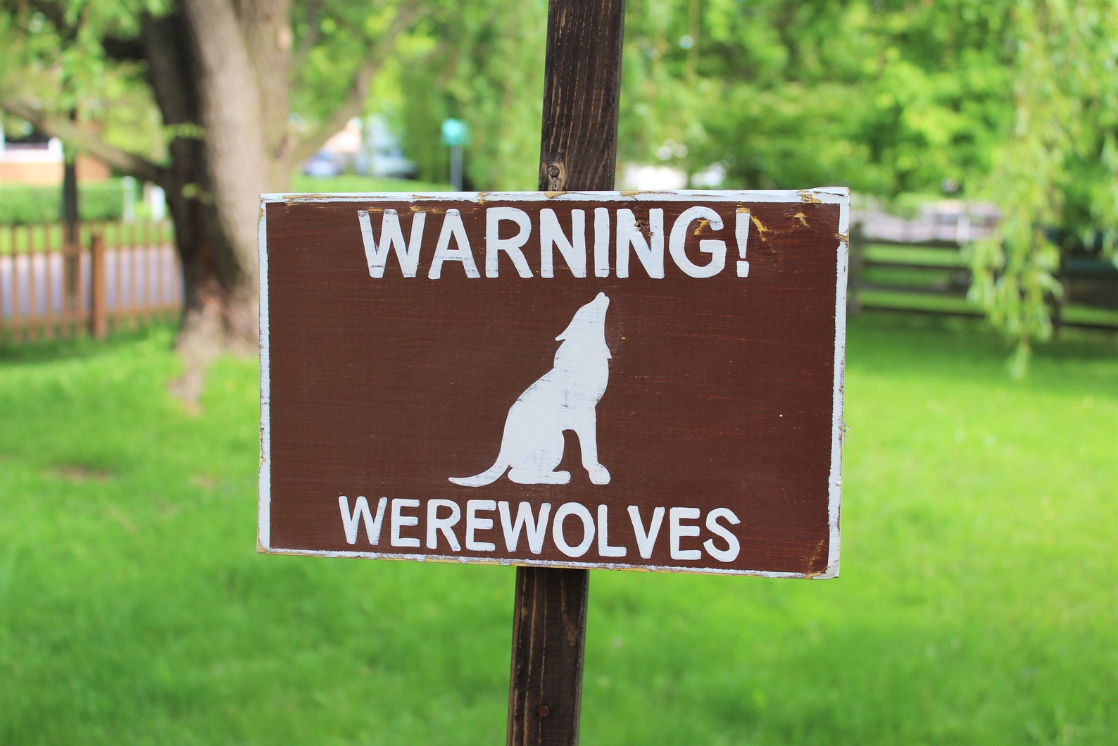 Warning Werewolves Hand Painted Distressed Wooden Sign Made | Etsy