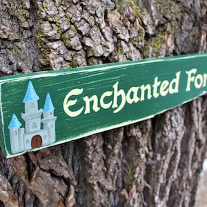 Enchanted Forest Wooden Directional Sign / Hand Painted Distressed Wood ...