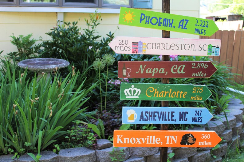 Hand Painted Personalized Distressed Wooden Directional Signs | Etsy