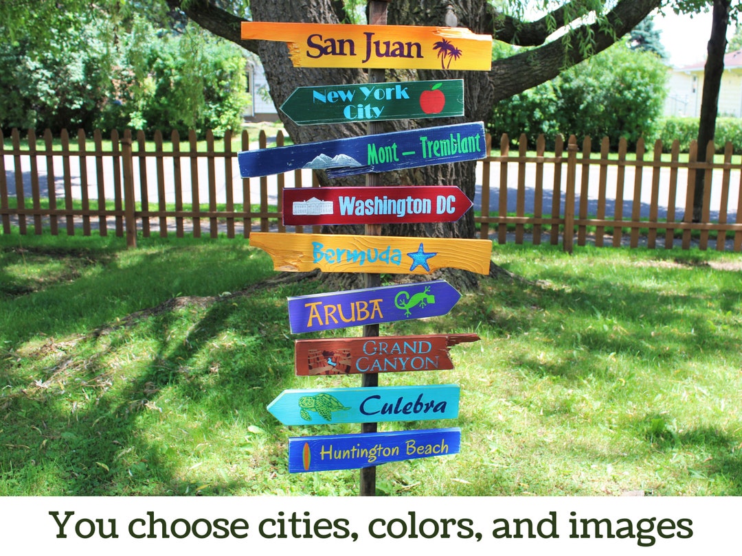 Personalized Hand Painted Distressed Wooden Directional Location Signs ...