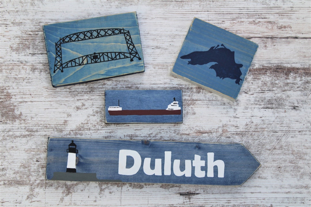 Miniature Wooden Signs / Duluth, MN Lake Superior Signs / Small Hand ...