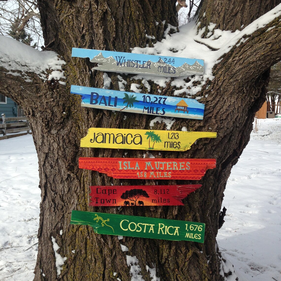 Custom Hand Painted Distressed Wooden Directional Sign 6 Pack | Etsy