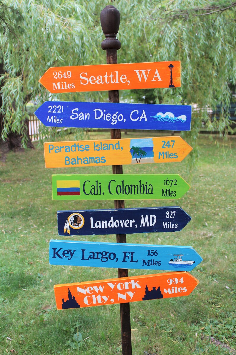 Personalized Hand Painted Distressed Wooden Directional Signs - Etsy