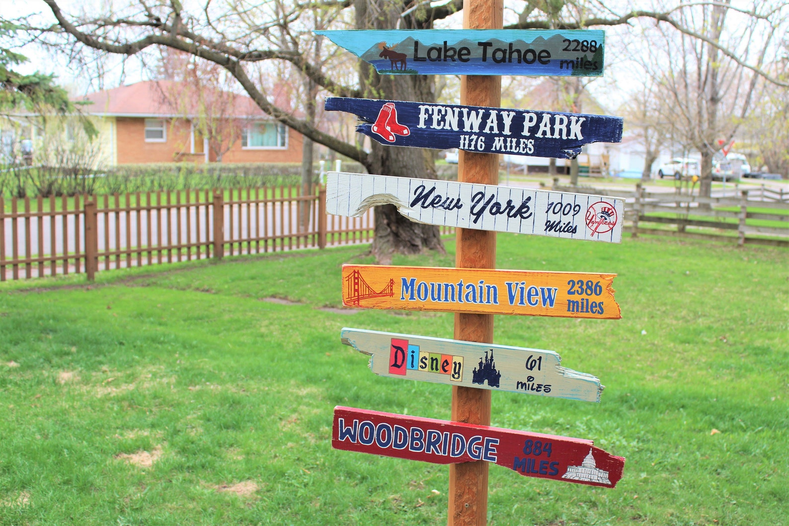 Custom Mile Marker Signs, Hand Painted Directional Signs With Locations ...