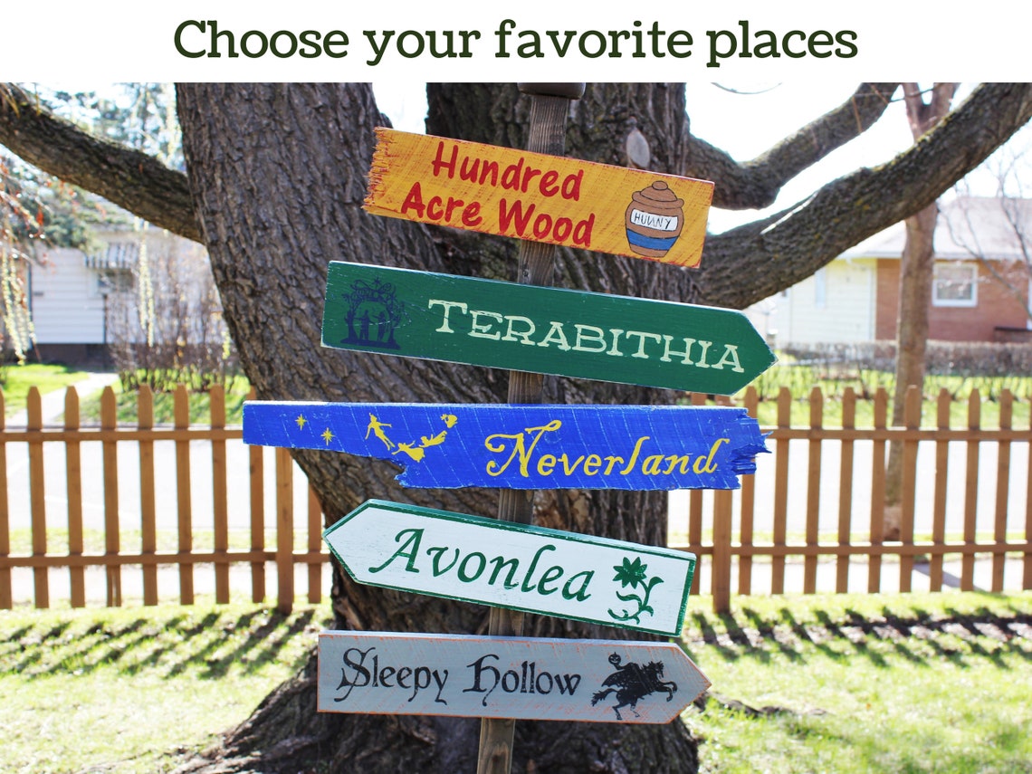 Hand Painted Distressed Wooden Directional Signs Fantasy - Etsy