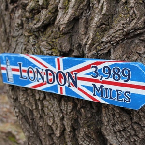 British Flag Wooden Directional Sign / Custom Hand Painted Travel Decor ...