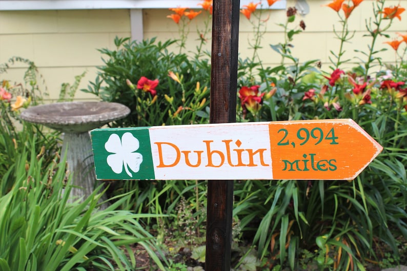 Custom Irish Wooden Directional Sign / Hand Painted Distressed Ireland ...
