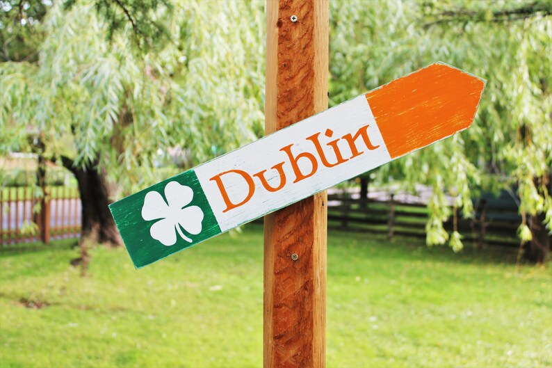 Custom Irish Wooden Directional Sign / Hand Painted Distressed Ireland ...