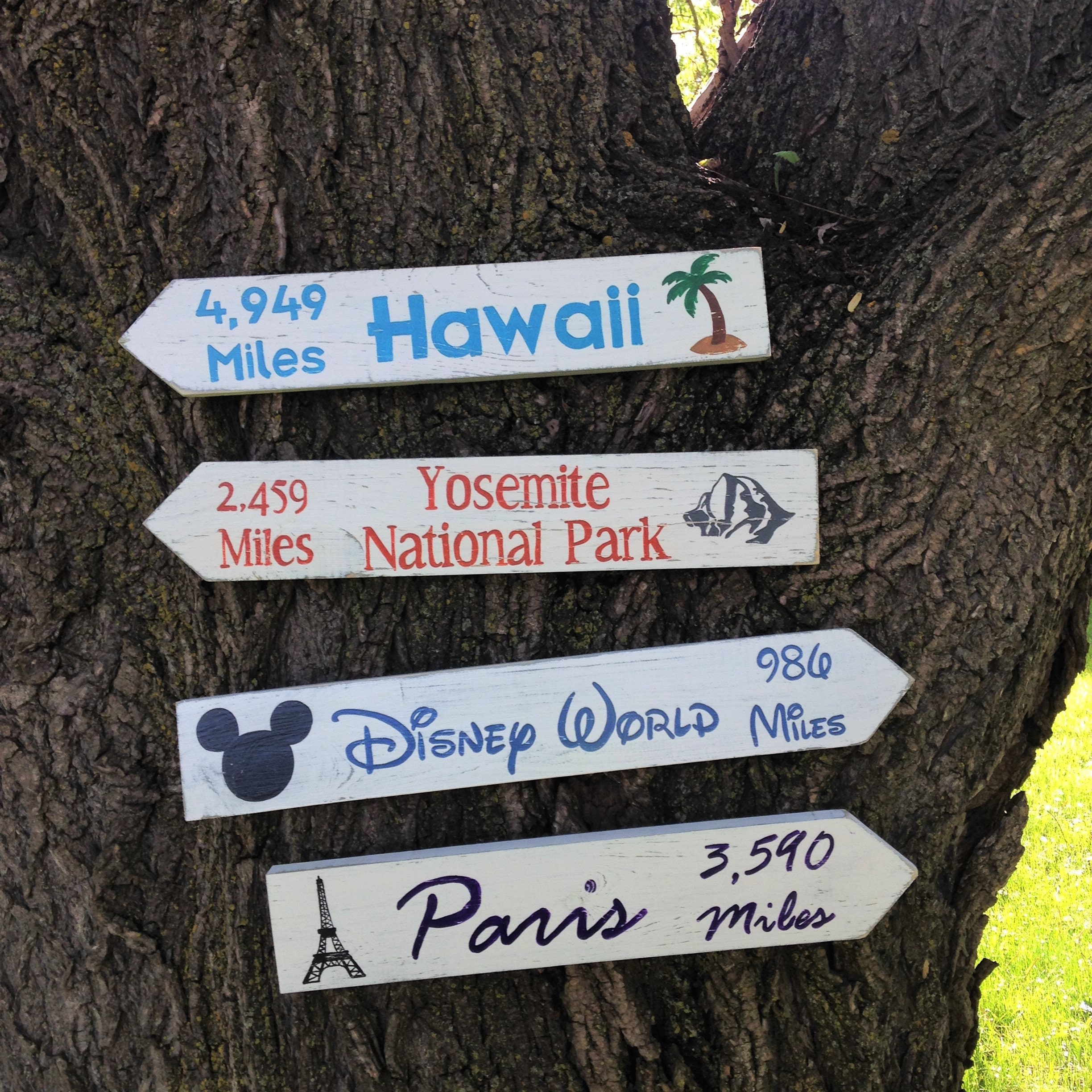 Custom Hand Painted Distressed Wooden Directional Sign 6 Pack | Etsy