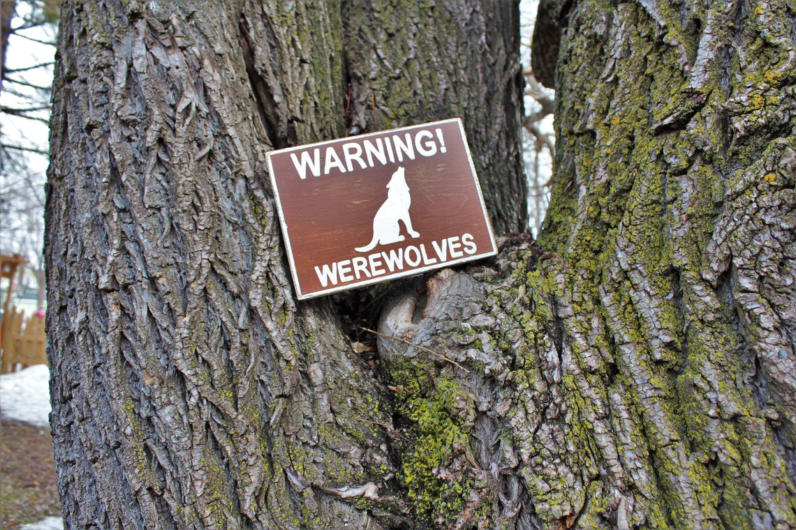 Warning Werewolves Hand Painted Distressed Wooden Sign - Etsy