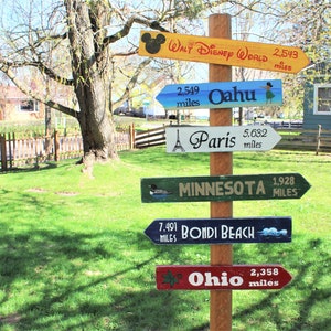 Custom Wooden Directional Signs, Signs With Locations and Distances ...