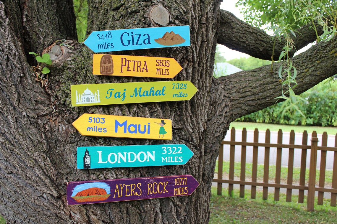 Hand Painted Personalized Distressed Wooden Directional Signs | Etsy