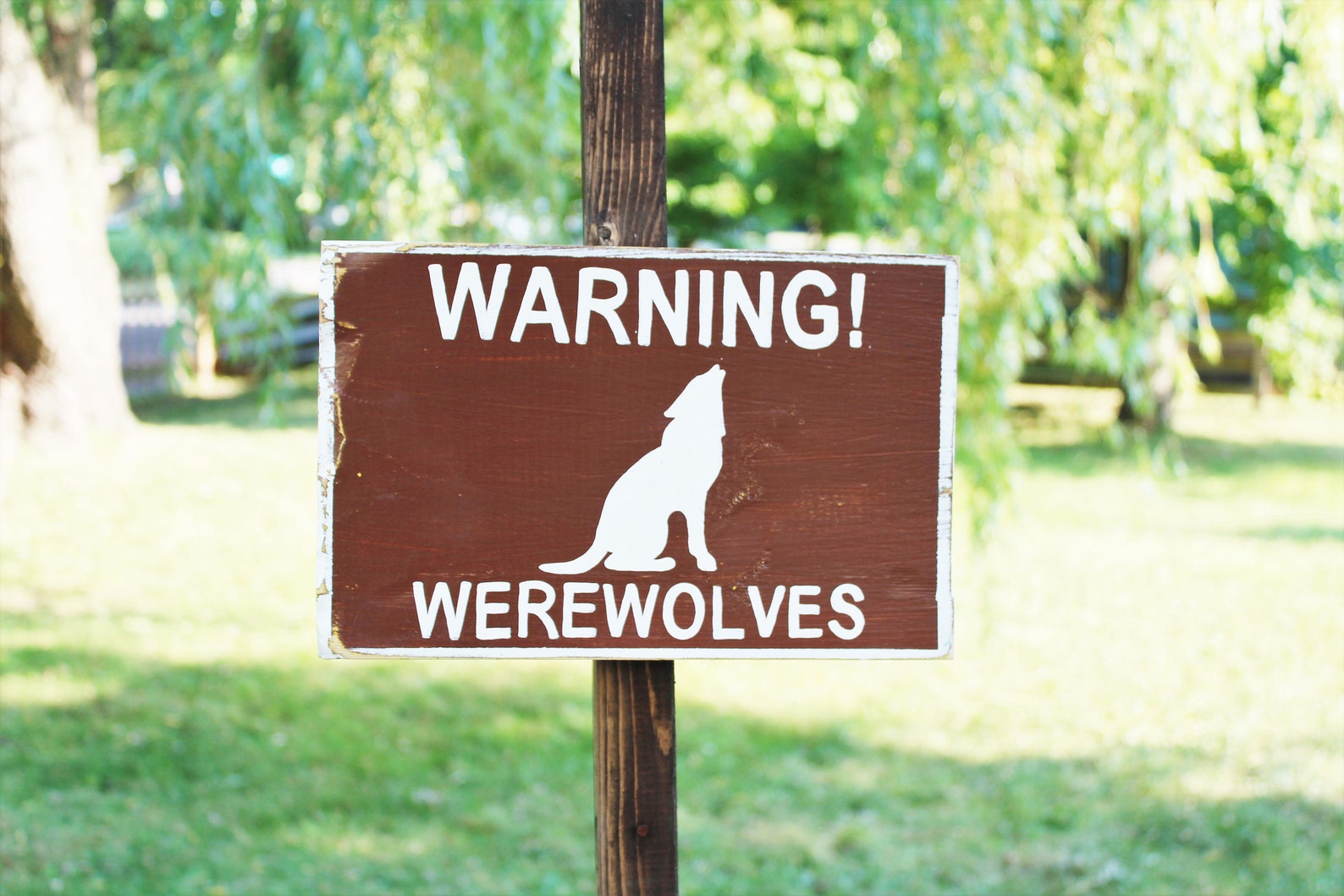 Warning Werewolves Hand Painted Distressed Wooden Sign Made | Etsy