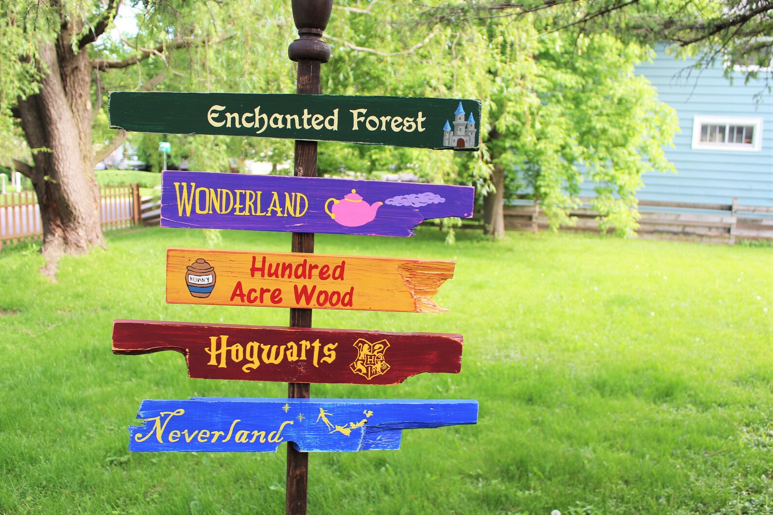 Hand Painted Distressed Wooden Directional Signs Fantasy - Etsy