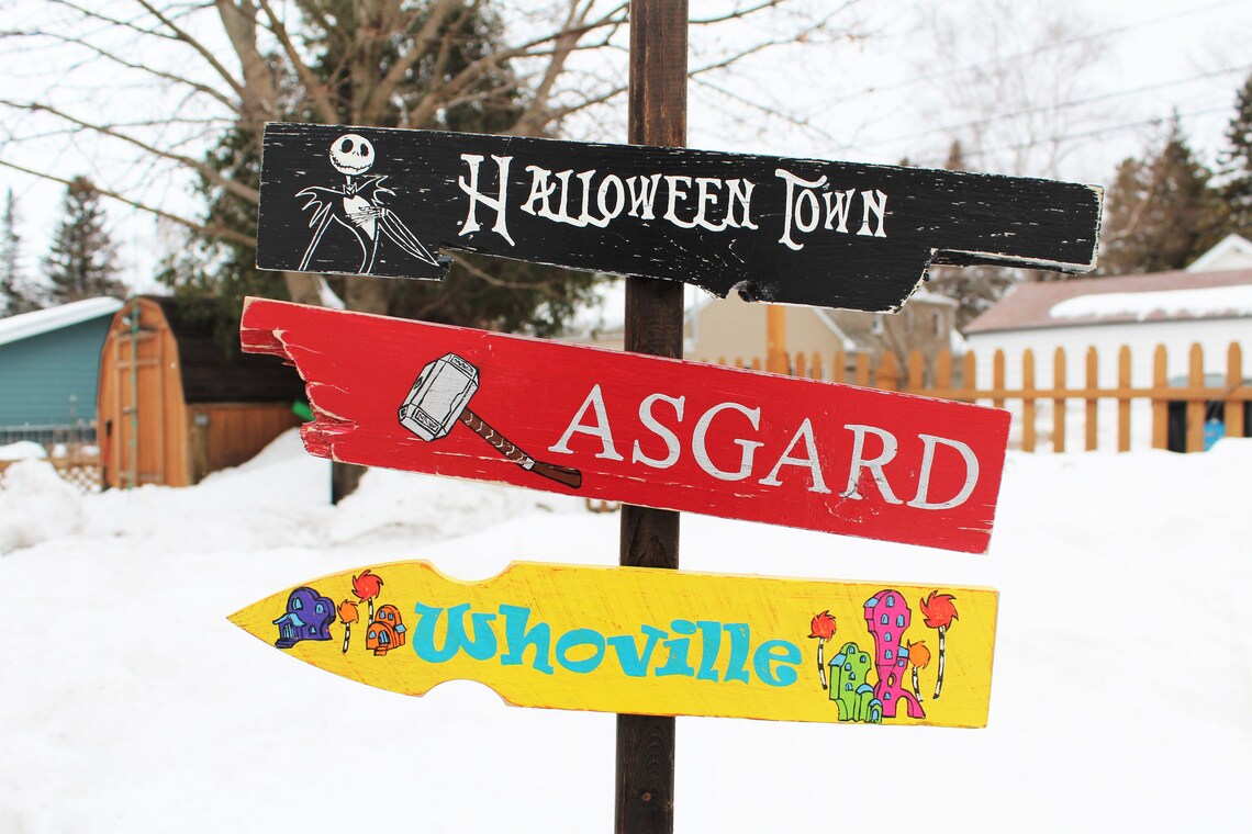Hand Painted Distressed Wooden Directional Signs Fantasy - Etsy