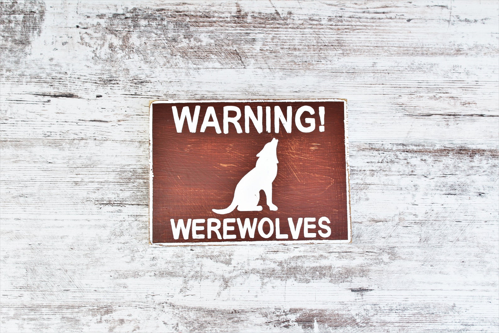 Warning Werewolves Hand Painted Distressed Wooden Sign - Etsy