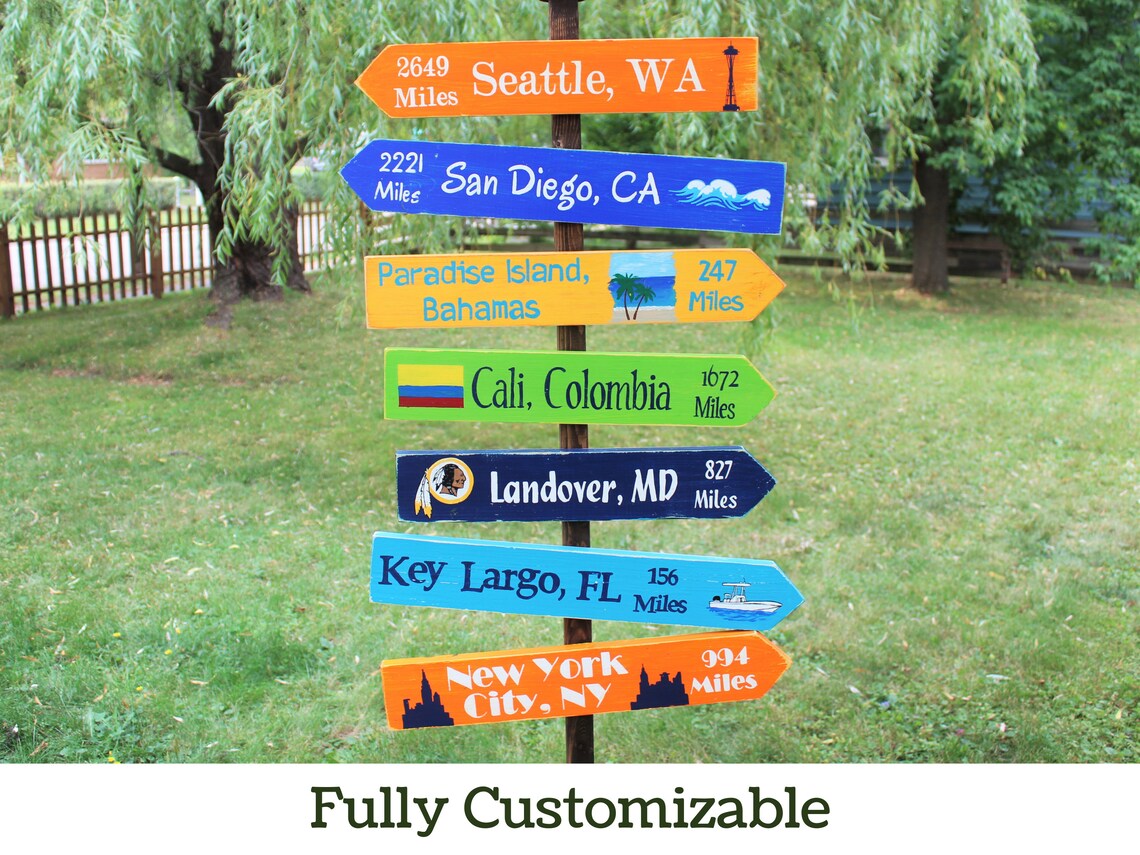 Personalized Hand Painted Distressed Wooden Directional Signs - Etsy