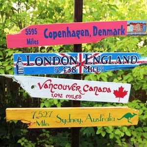 British Flag Wooden Directional Sign / Custom Hand Painted Travel Decor ...