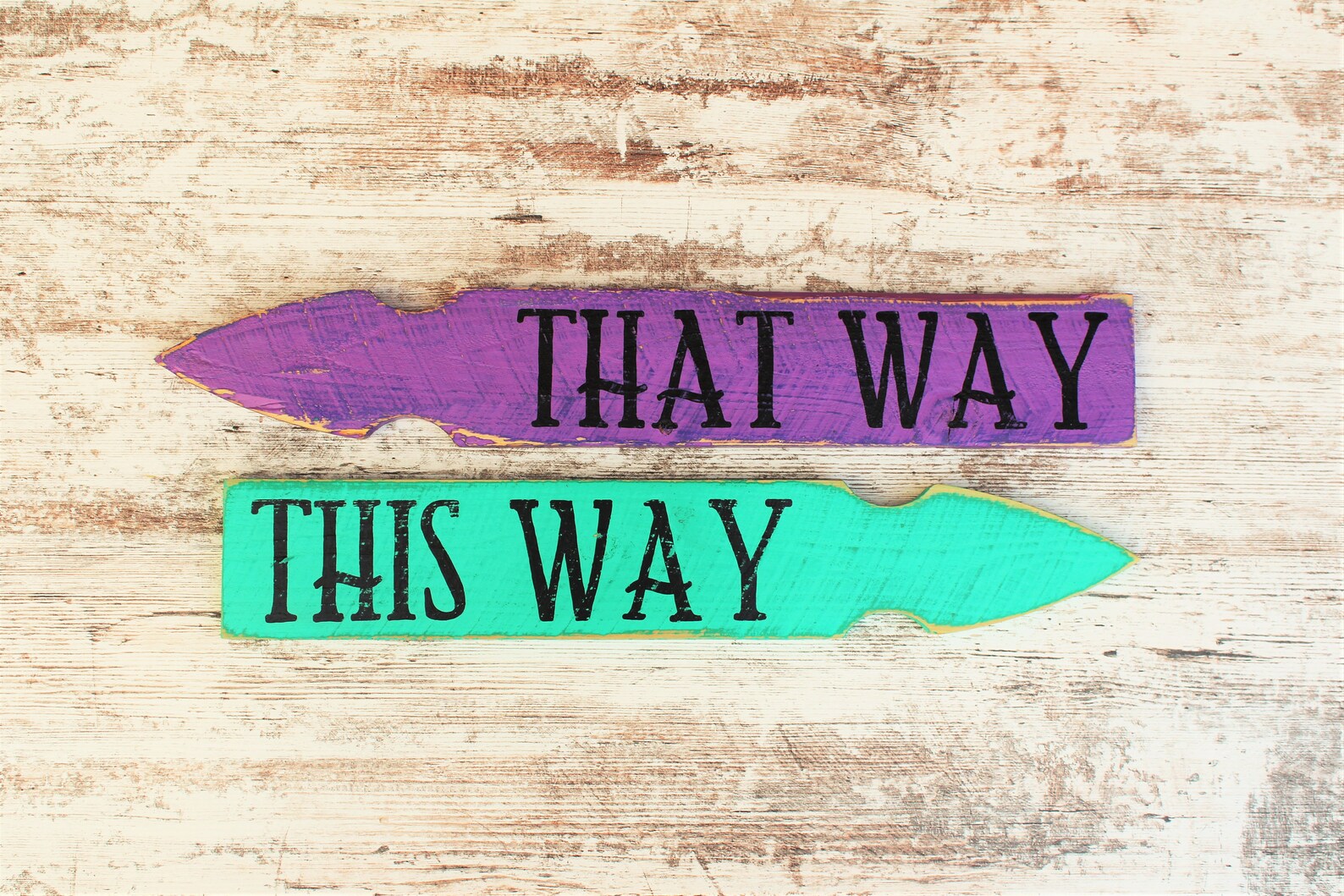 This Way That Way Directional Signs Hand Painted Distressed - Etsy