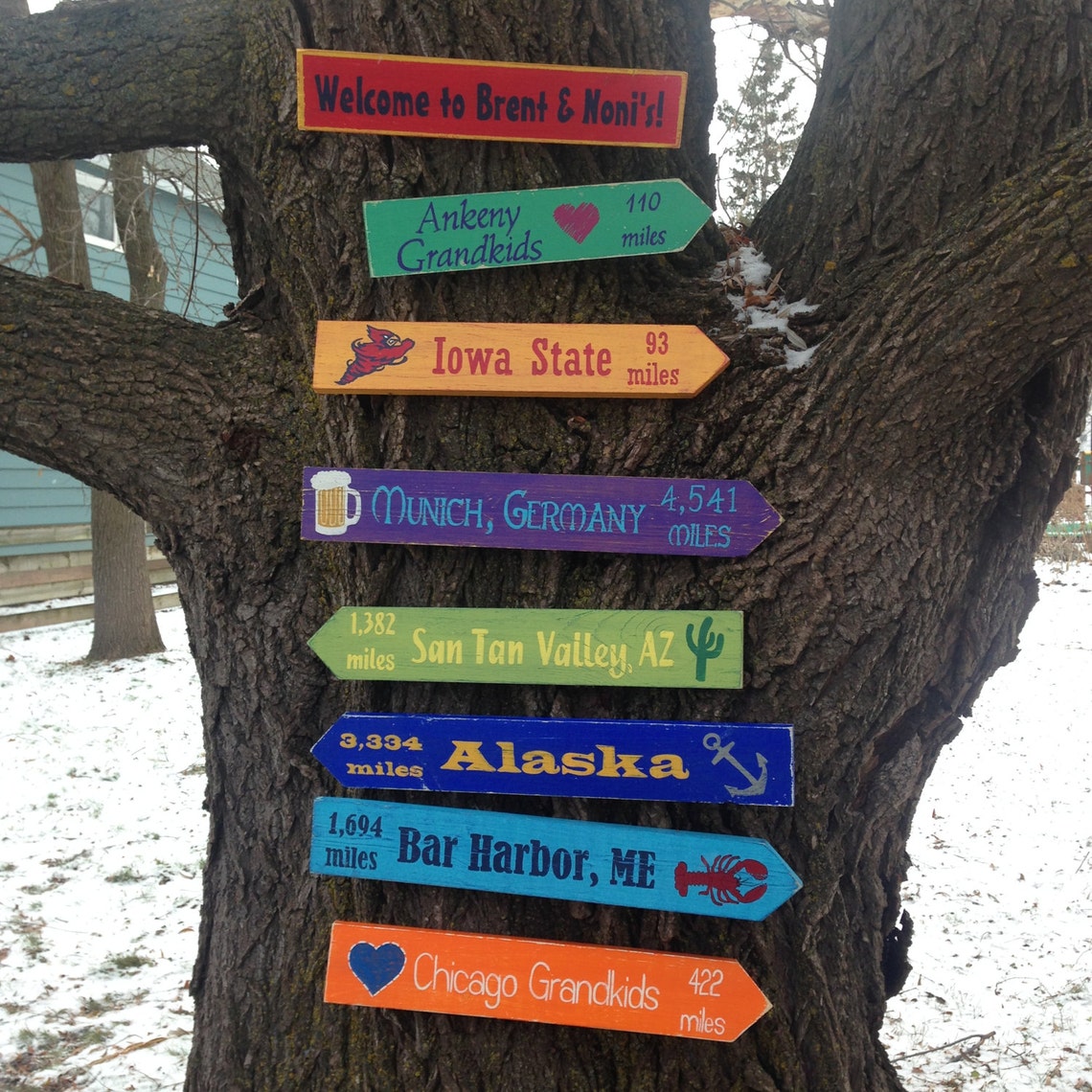 Hand Painted Personalized Distressed Wooden Directional Signs | Etsy