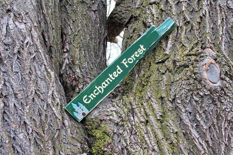 Enchanted Forest Wooden Directional Sign / Hand Painted Distressed Wood ...