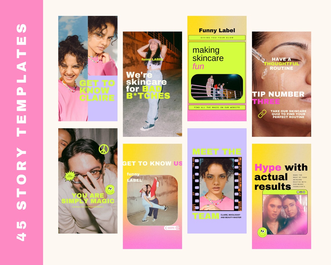75 Trending and Neon Instagram Templates Canva Bold Gen-z in Colorful ...