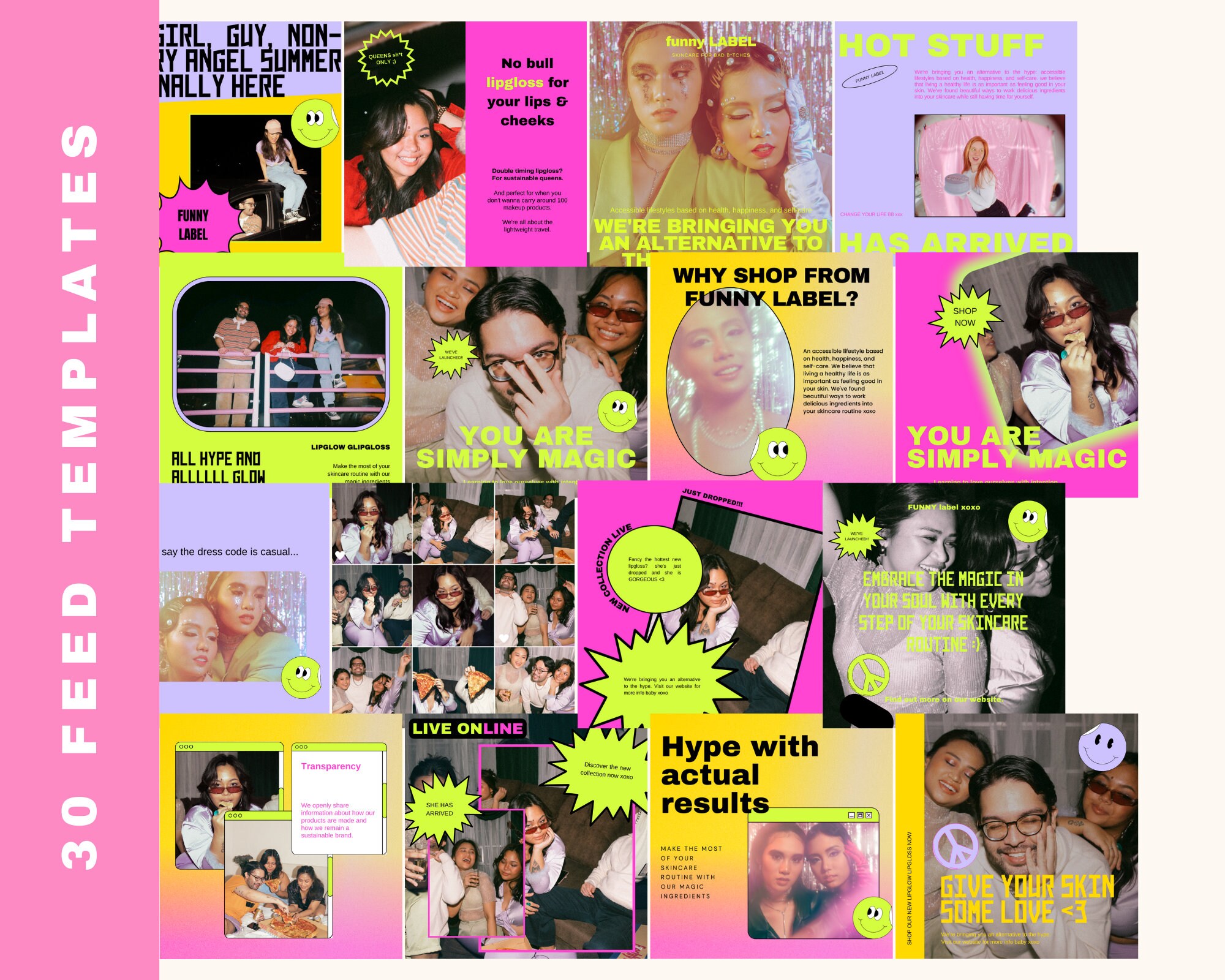 75 Trending and Neon Instagram Templates Canva Bold Gen-z in Colorful ...