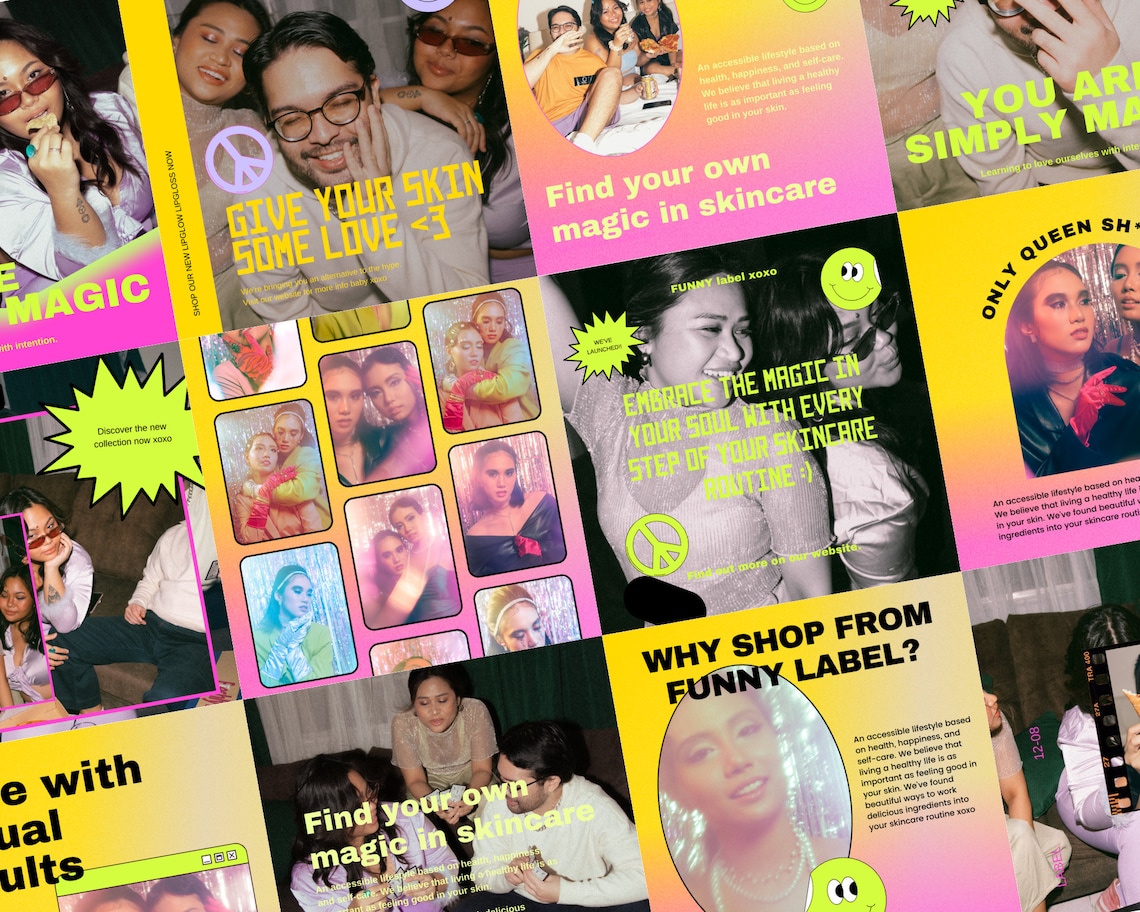 75 Trending and Neon Instagram Templates Canva Bold Gen-z in Colorful ...