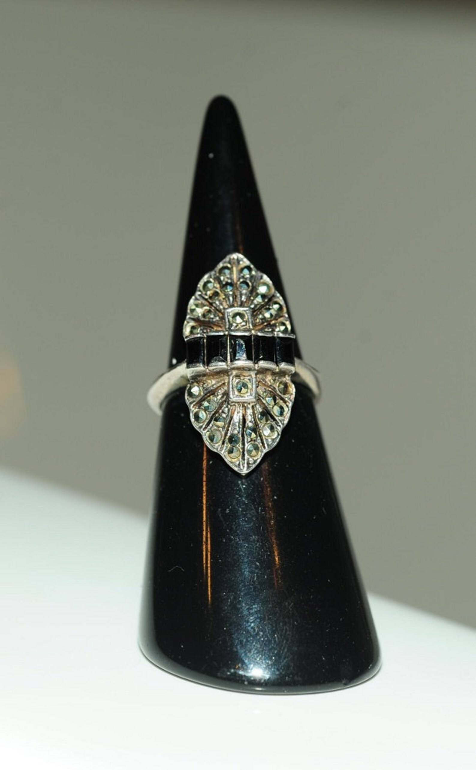 Lovely Vintage Stering Silver Mid Century Marcasite and Onyx Tennis ...