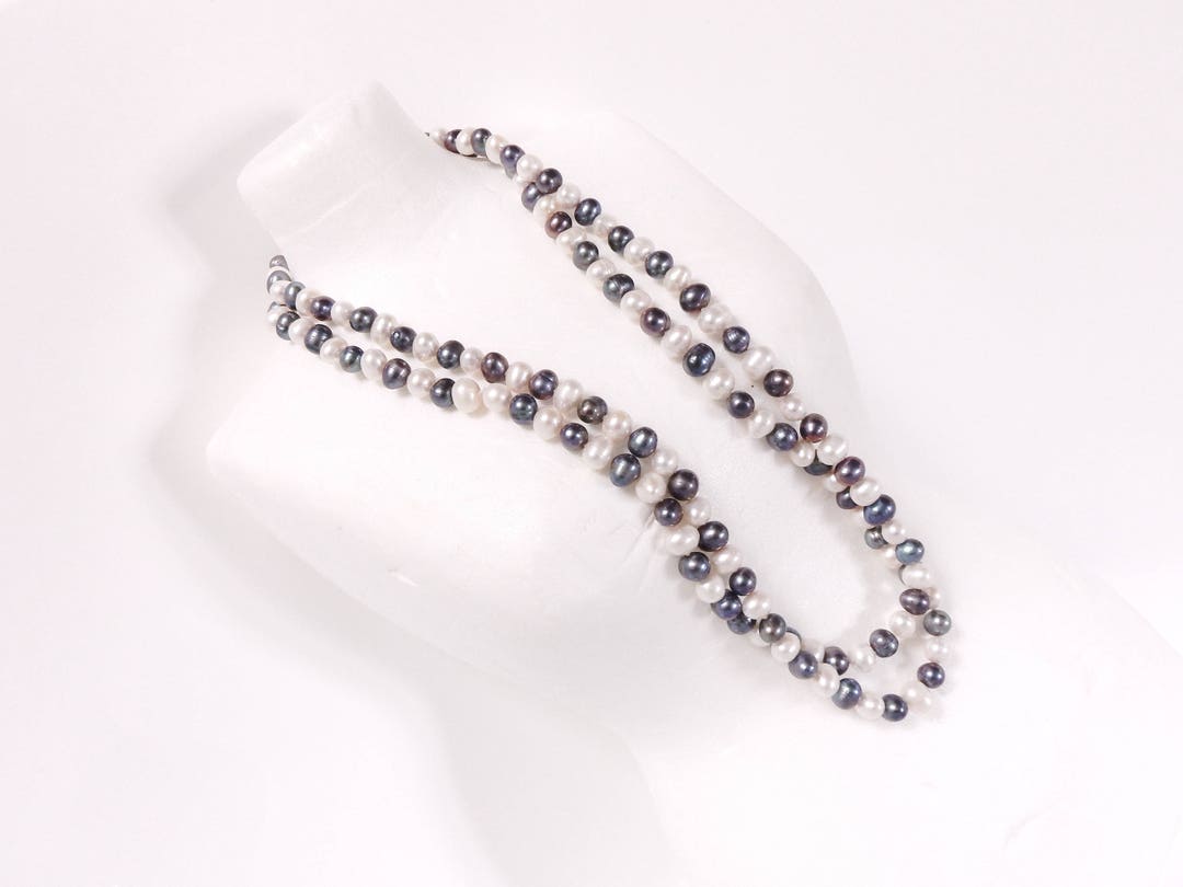 Vintage Extra Long Freshwater Pearl Necklace Etsy