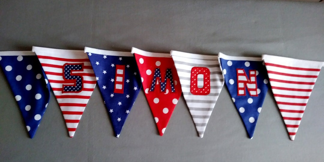 Cadena de banderines con nombre, banderín, decoración, niños ...