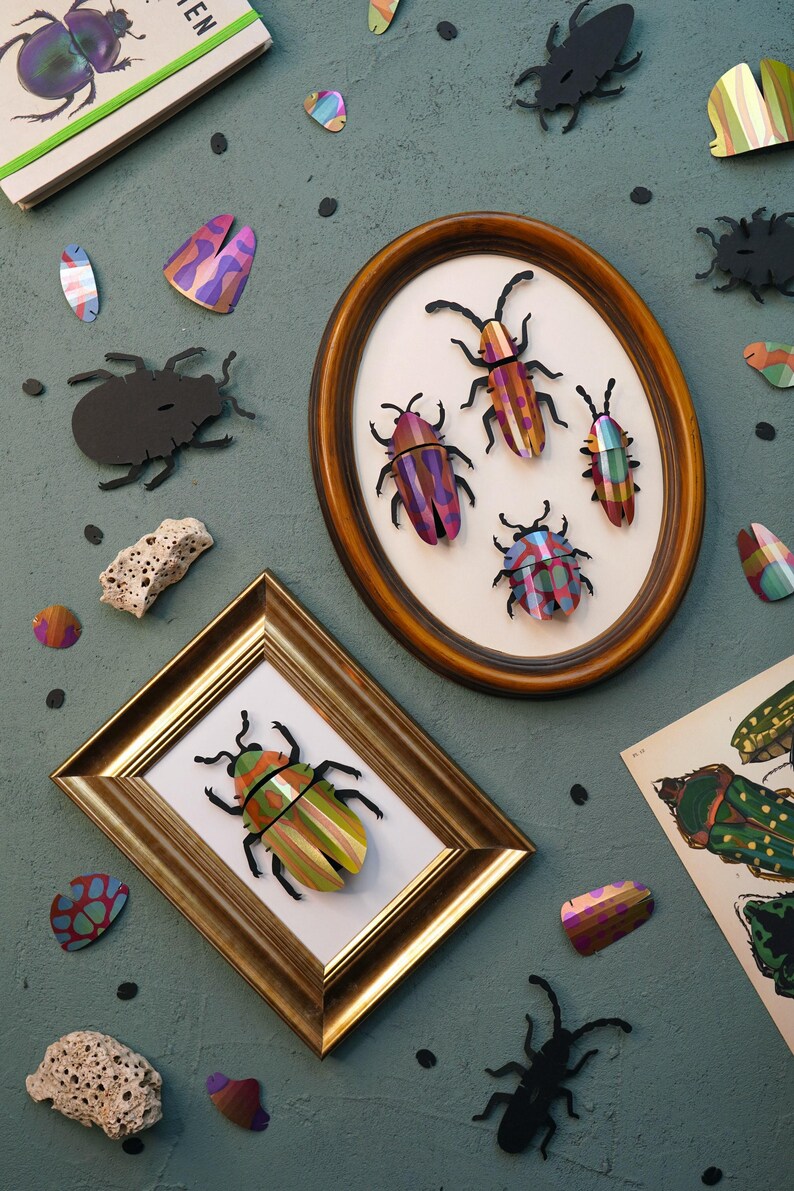 3D Paper Beetle Set of 5 - Etsy
