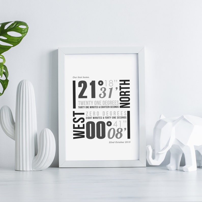 Personalised Special Coordinates Print Typographic Latitude | Etsy