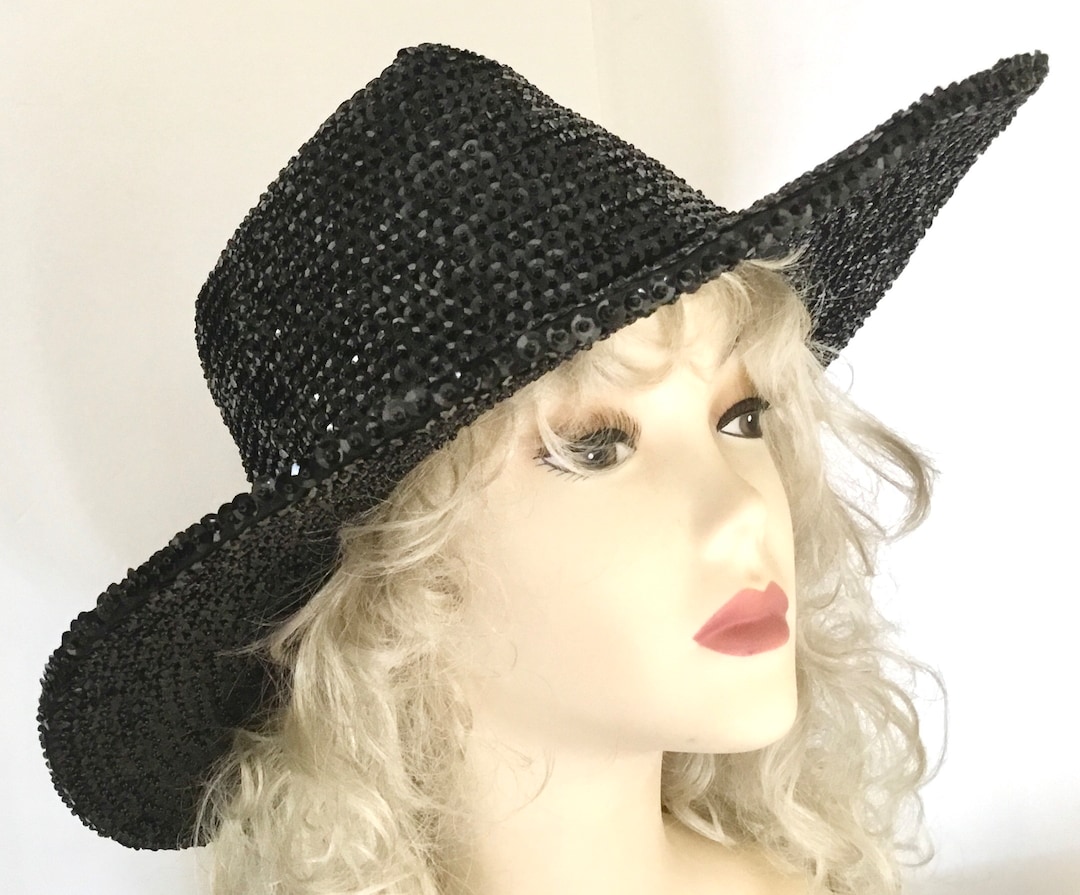 Vintage Western Hard Body Sequin Hat / Sequin Fedora / 21 to 22 / by ...